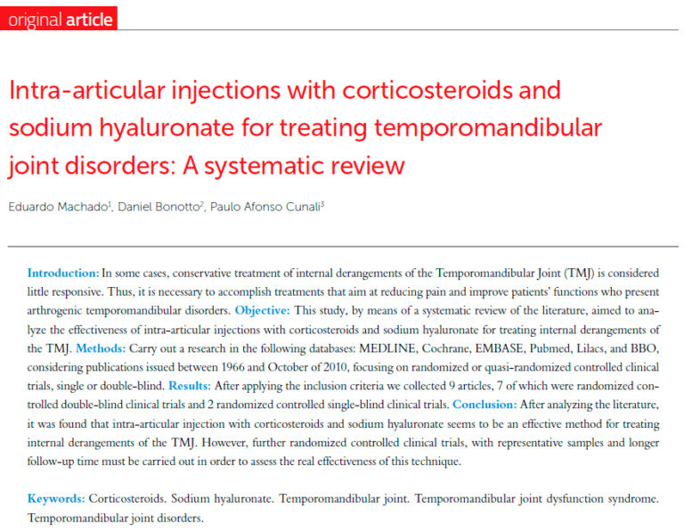 Intra-articular injections with corticosteroids and sodium hyaluronate for treating ...